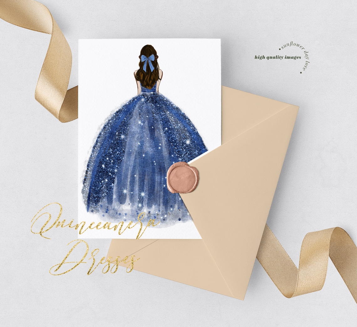 Navy Blue Princess Watercolor Clipart Elegant Blue - Etsy