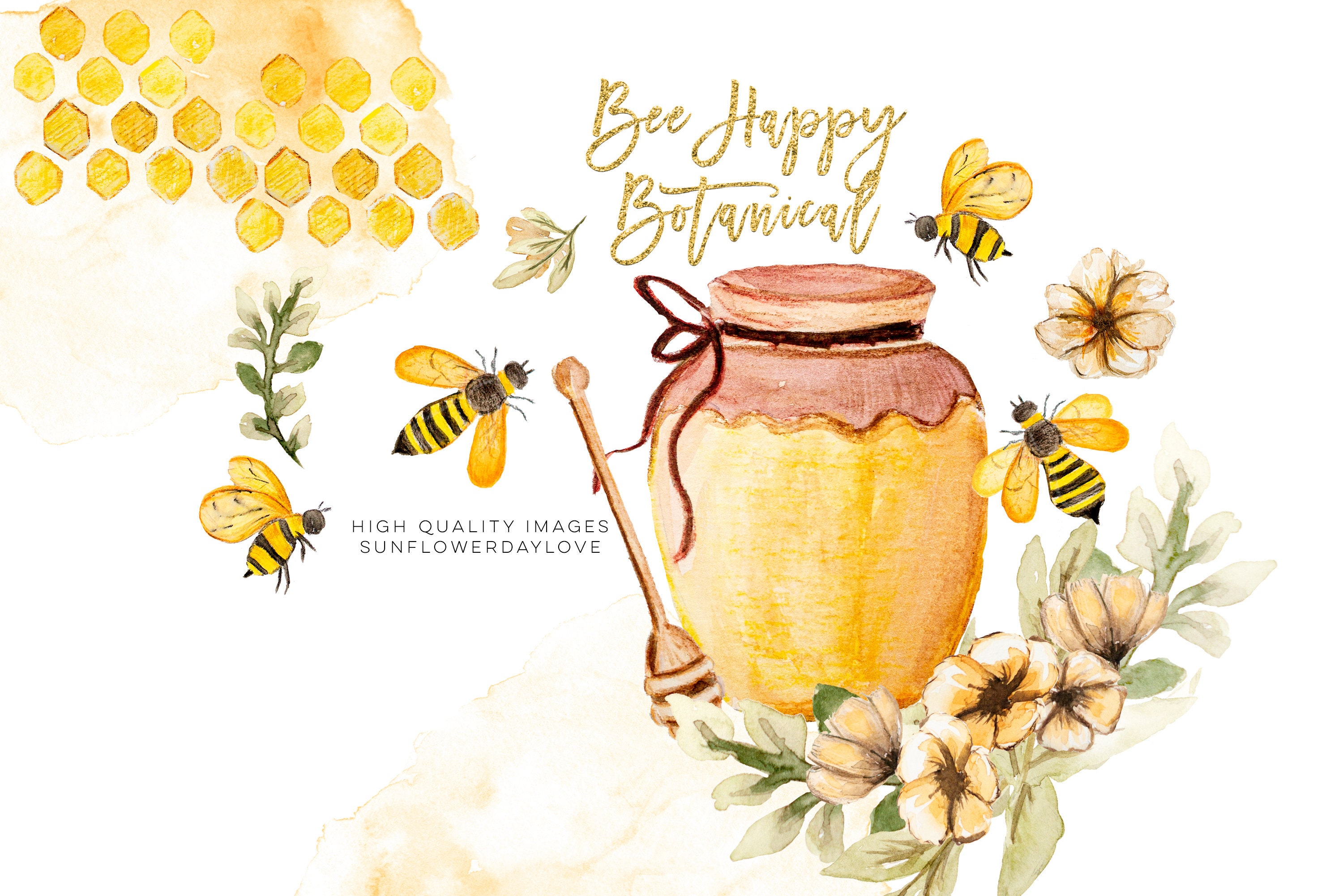 Honey clipart watercolor bee clipart watercolor clipart bee | Etsy