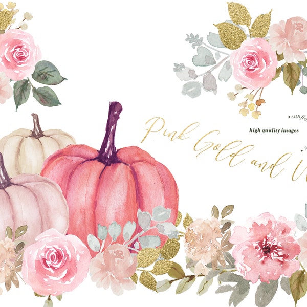 Pink Pumpkin Clipart - Etsy