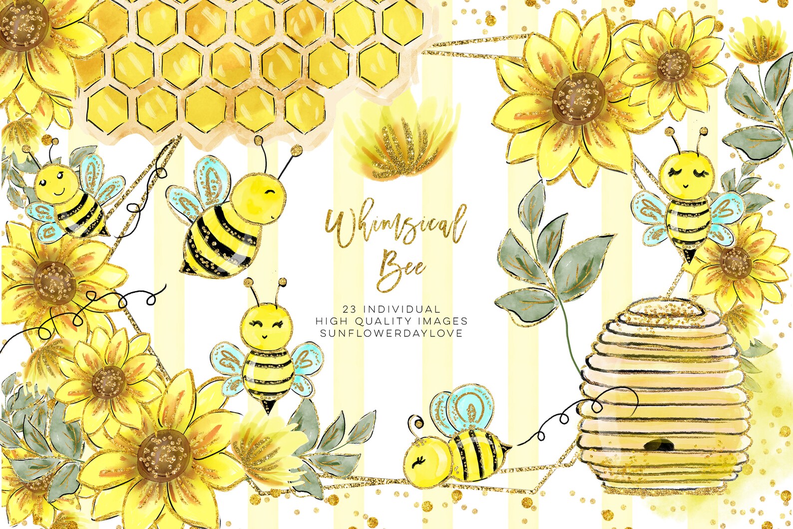 Watercolor Bee Clip Art Watercolor Honey Clipart Bees - Etsy