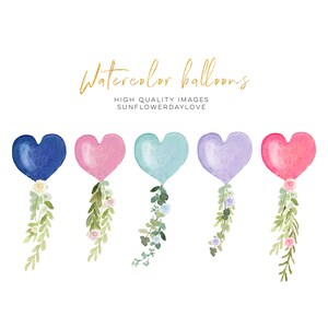 Heart Balloon Watercolor Clipart, Balloon Valetine Party, Balloon ...