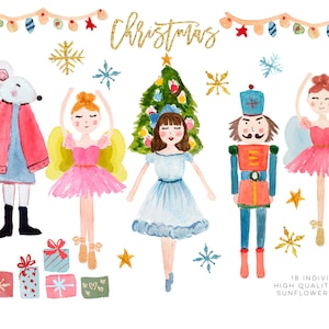 Nutcracker Clip Art, Christmas Ballet Illustration, Winter Watercolor ...