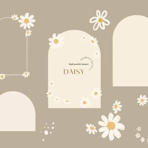 Elegant Boho Daisies Watercolor Clipart, Greeting Cards Clipart, Daisy ...