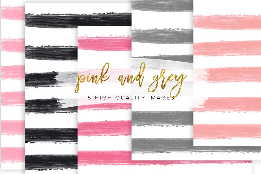 Striped Paper Pink and Grey Paper Pink Grey Digital Paper - Etsy