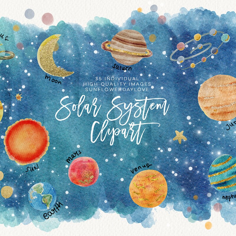 Planets Watercolor - Etsy