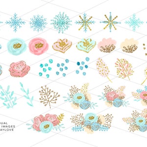 Winter Clip Art, Glitter Snowflakes Clip Art, Winter Clipart, Christmas ...