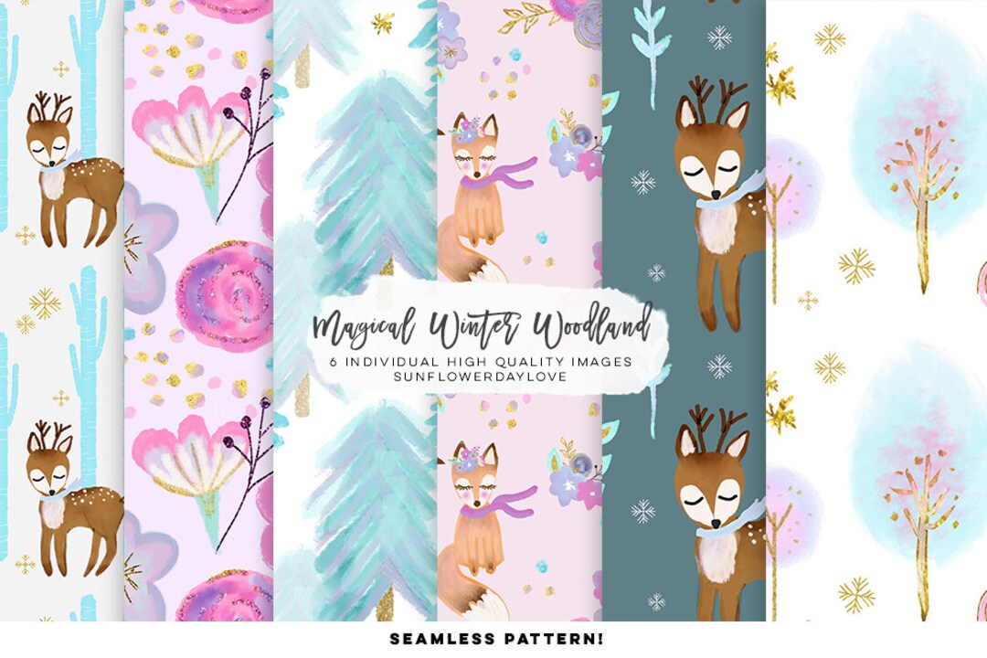 Winter Woodland Digital Paper, Winter Wonderland Digital Paper, Winter ...