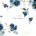 Watercolor Navy Blue Flowers Clipart, Blue Flowers Bouquets Clipart ...