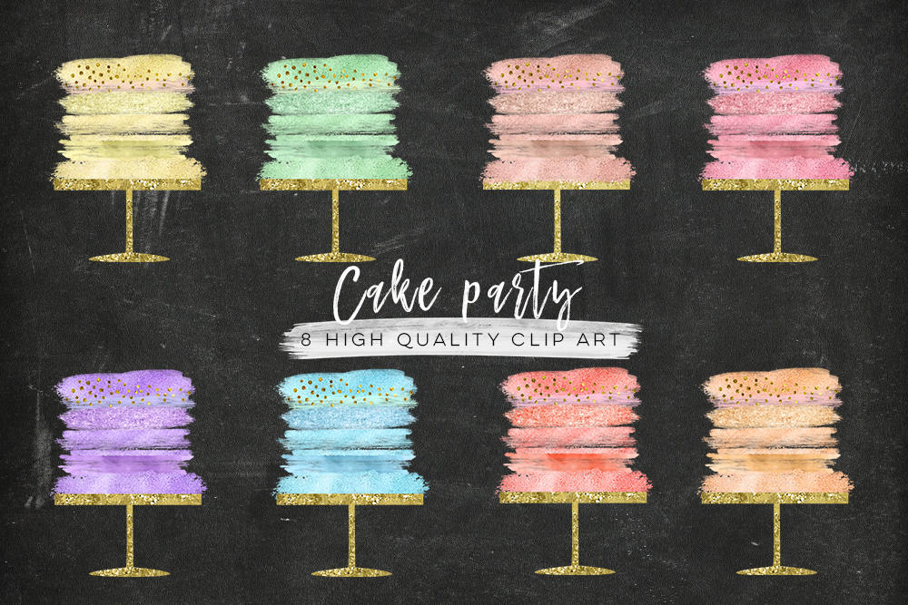 Rose Gold Cake Clip Art Cake Party Clip Art Confetti Cake | Etsy