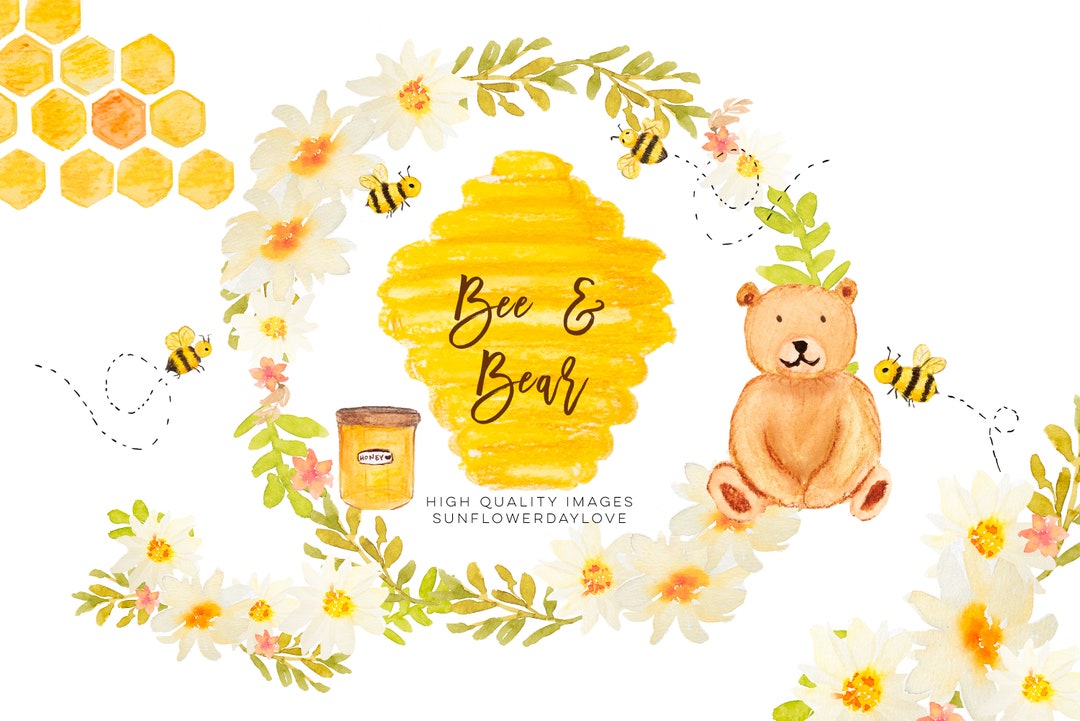 Watercolor Bees and Honey Clipart Bees Png Digital Clip Art - Etsy