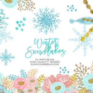 Winter Bundle Clip Art, Christmas and Winter Bundle, Snowflakes Clipart ...