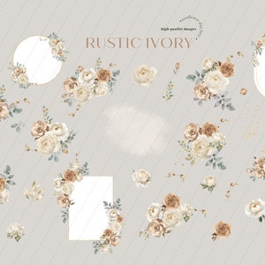 Elegant Rustic Ivory Flowers Watercolor Bouquets Clipart, White Floral ...