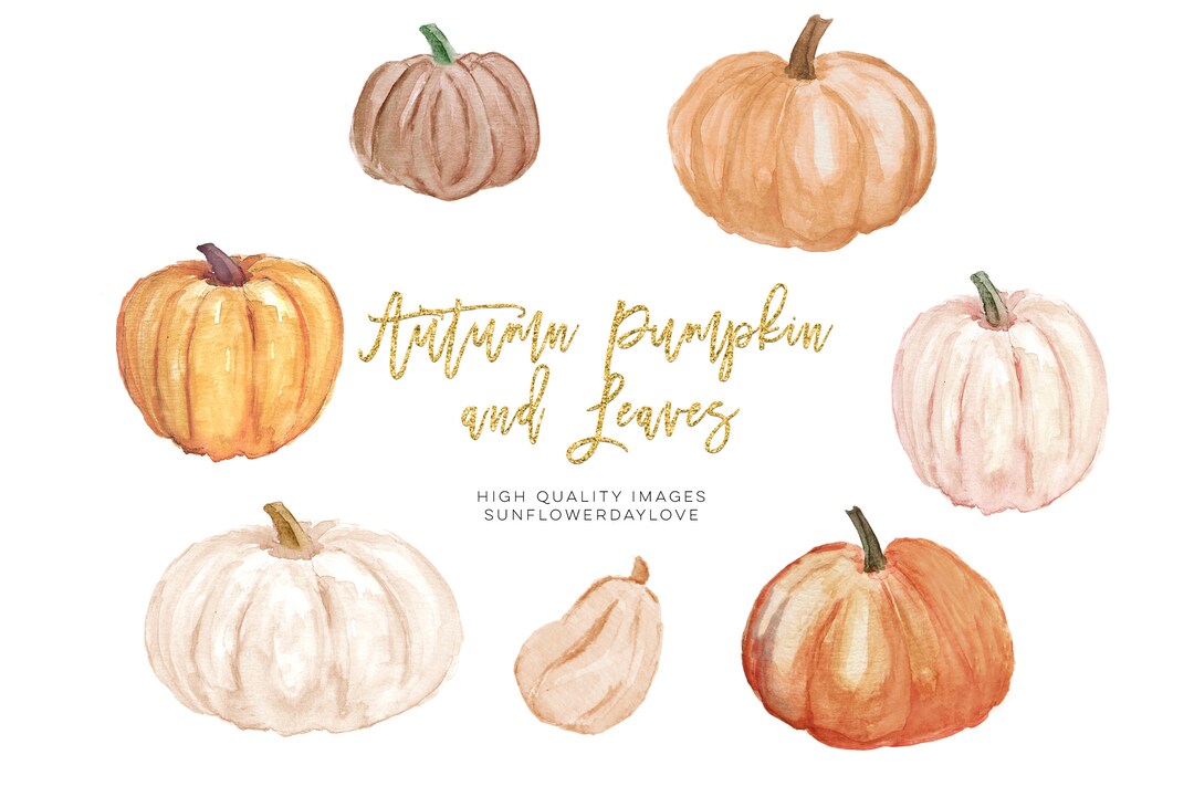 Autumn Pumpkin Clipart, Autumn Watercolor Clipart, Fall Clipart ...