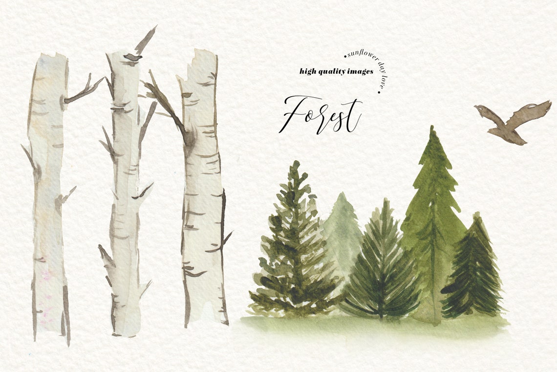 Winter Mountain Pine Trees Clipart Winter Christmas Tree - Etsy