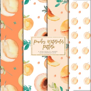 Greenery Peaches Digital Paper, Peach Digital Scrap Book, Peach Fruit ...