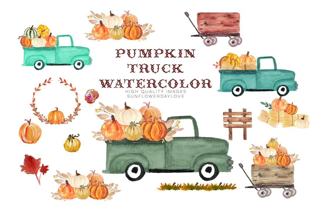 Fall Pumpkin Truck Clipart, Old Truck Pumpkin, Truck With Pumpkins ...