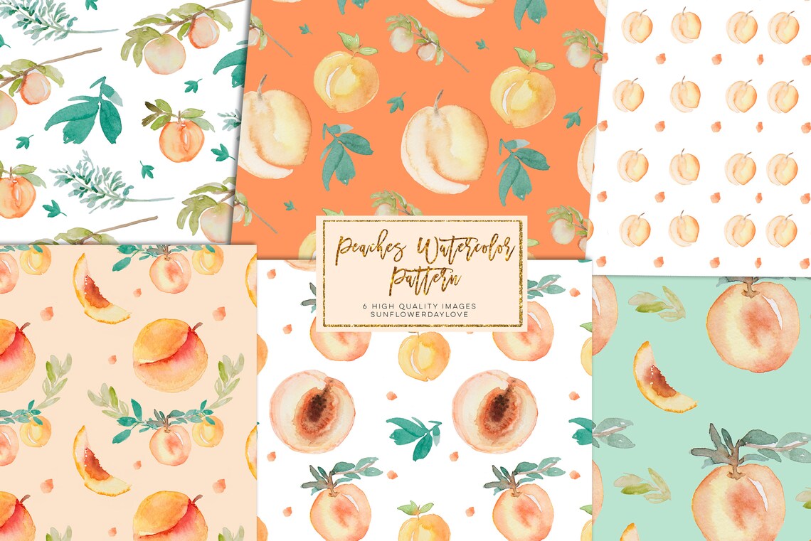 Greenery Peaches Digital Paper Peach Digital Scrap Book - Etsy