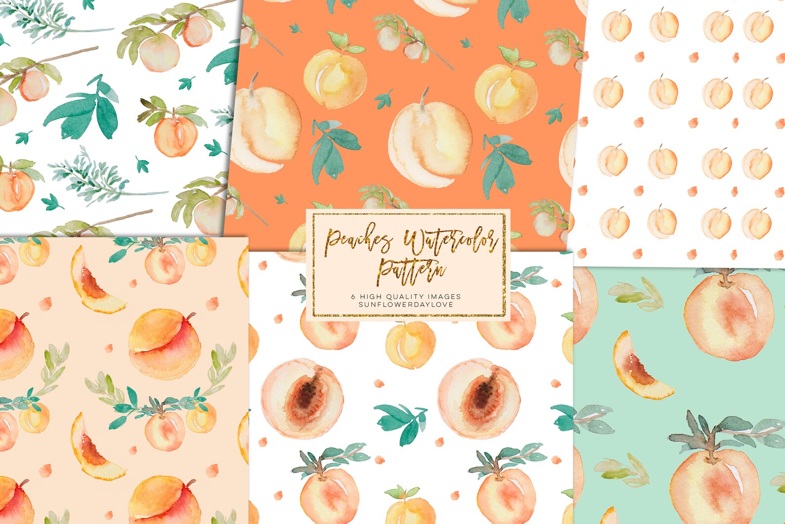 Greenery Peaches Digital Paper Peach Digital Scrap Book - Etsy