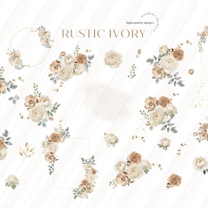 Elegant Rustic Ivory Flowers Watercolor Bouquets Clipart, White Floral ...