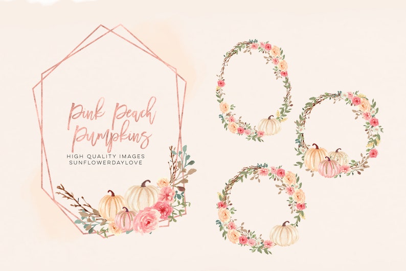 Pink Autumn Pumpkin Clipart Watercolor Fall Pumpkin | Etsy