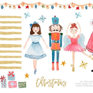 Nutcracker Clip Art, Christmas Ballet Illustration, Winter Watercolor ...
