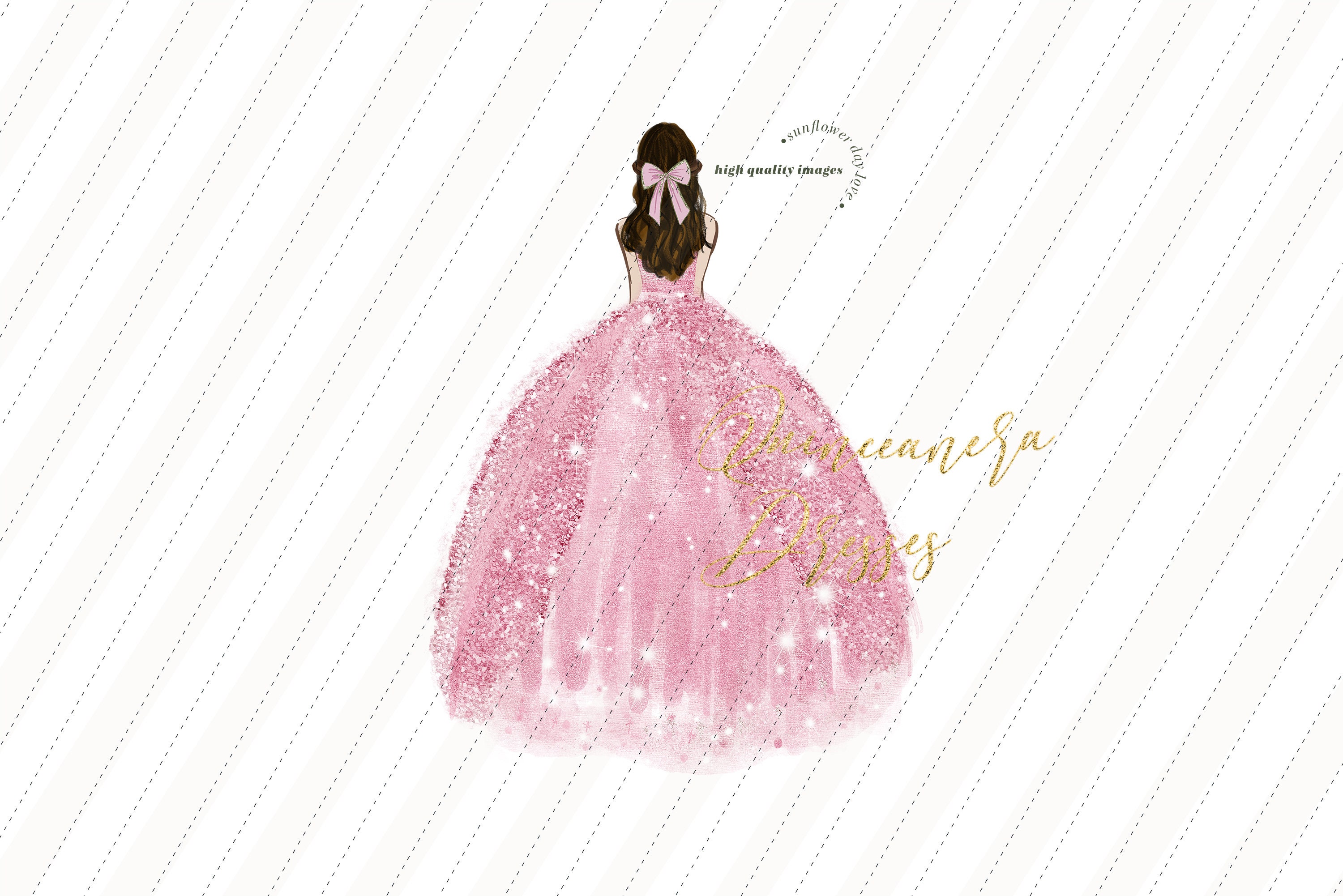 Pink Princess Watercolor Clipart, Blush Pink Quinceañera Clipart ...