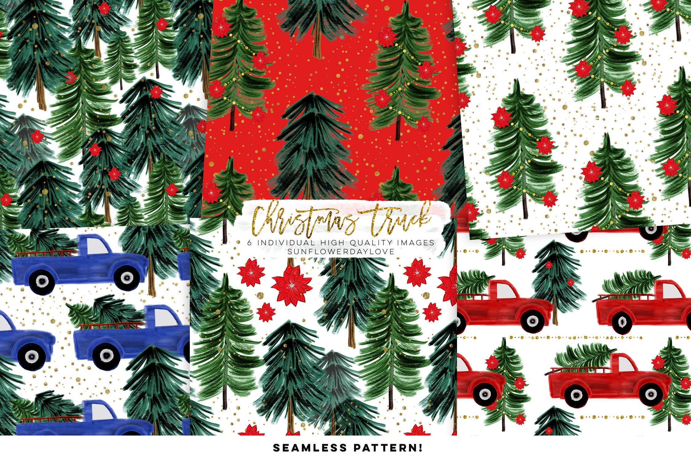 Watercolor Christmas Digital Paper Seamless Christmas - Etsy