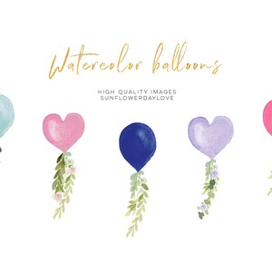 Heart Balloon Watercolor Clipart, Balloon Valetine Party, Balloon ...