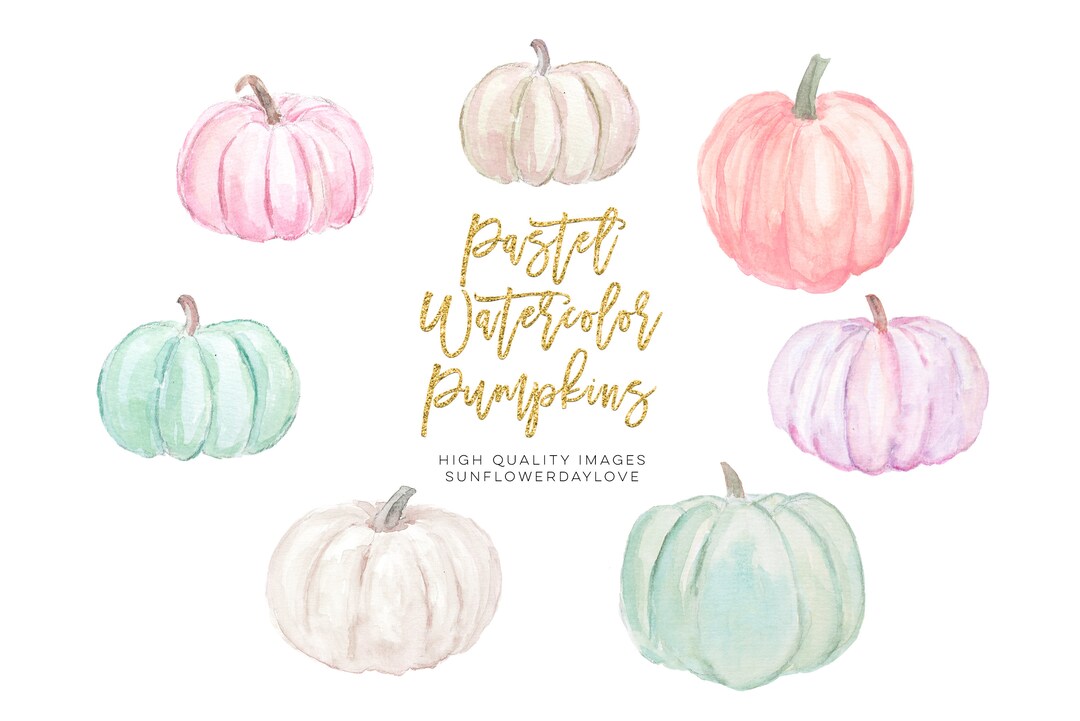 Pastel Watercolor Pumpkins, Pumpkin Clip Art, Fall Watercolor Clipart ...