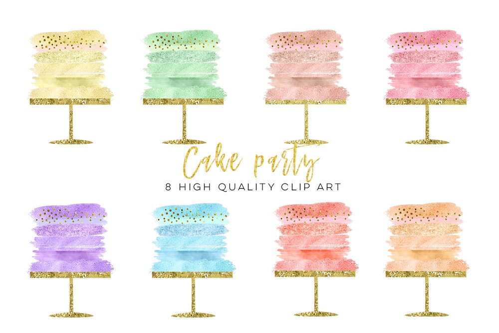 Rose Gold Cake Clip Art Cake Party Clip Art Confetti Cake | Etsy
