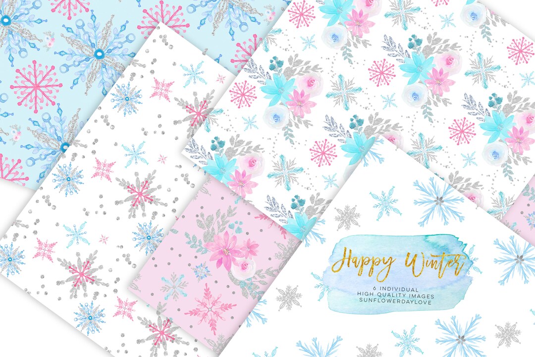 Winter Digital Paper Winter Paper Pad Glitter Pattern - Etsy
