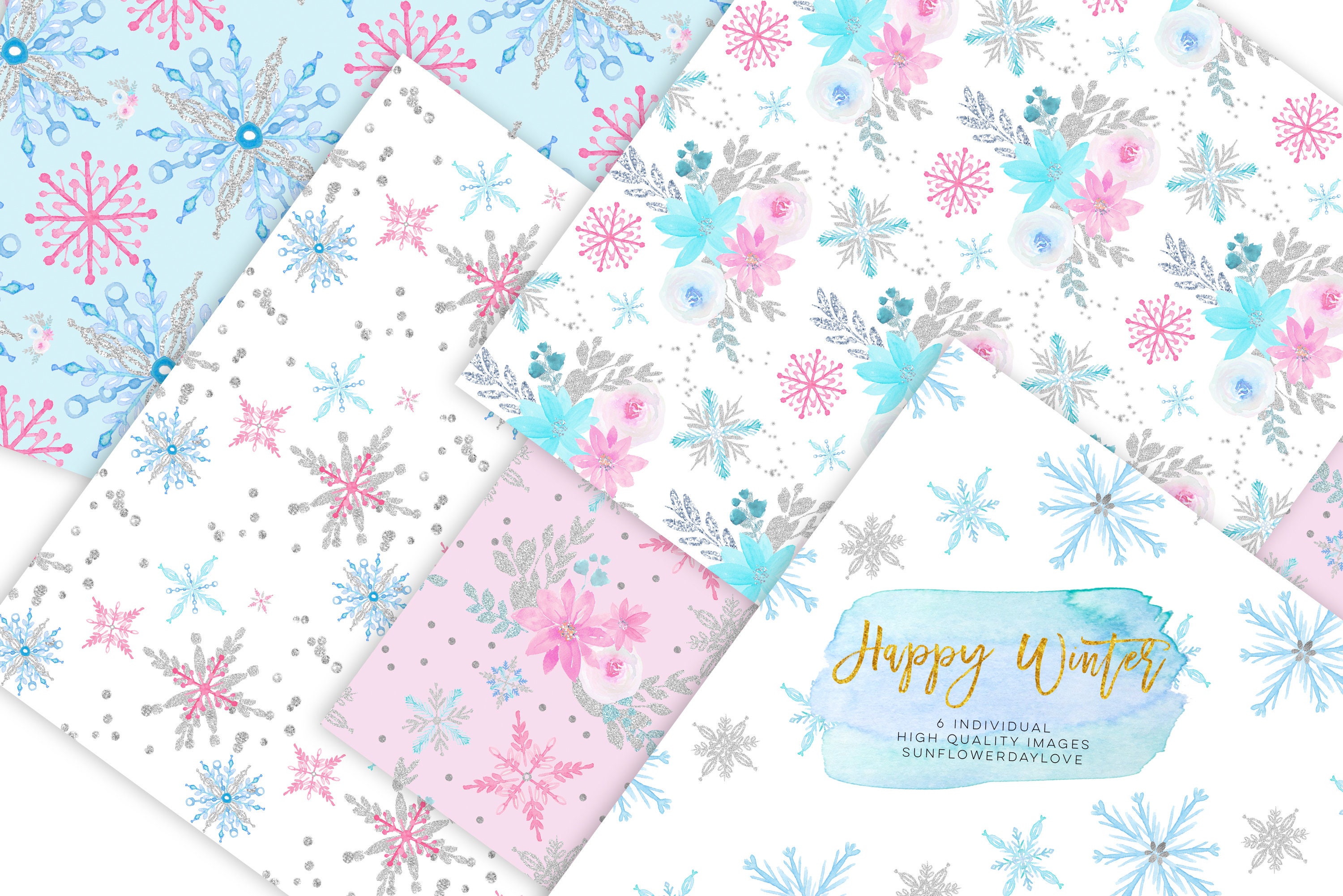 Winter Digital Paper Winter Paper Pad Glitter Pattern - Etsy