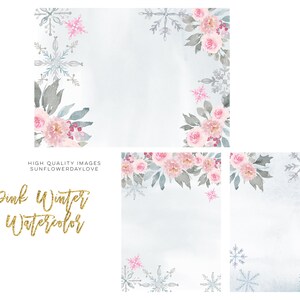 Snowflakes Pink & Silver Clipart, Winter Tree Graphics Planner Stickers ...