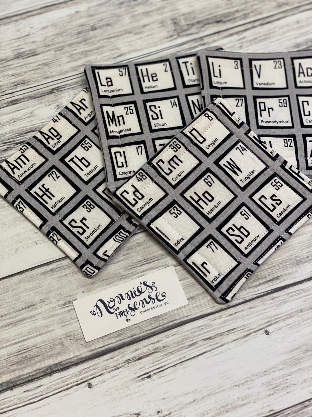 PERIODIC TABLE Quilted Fabric Coasters! Unique! Perfect Gift for Friend ...