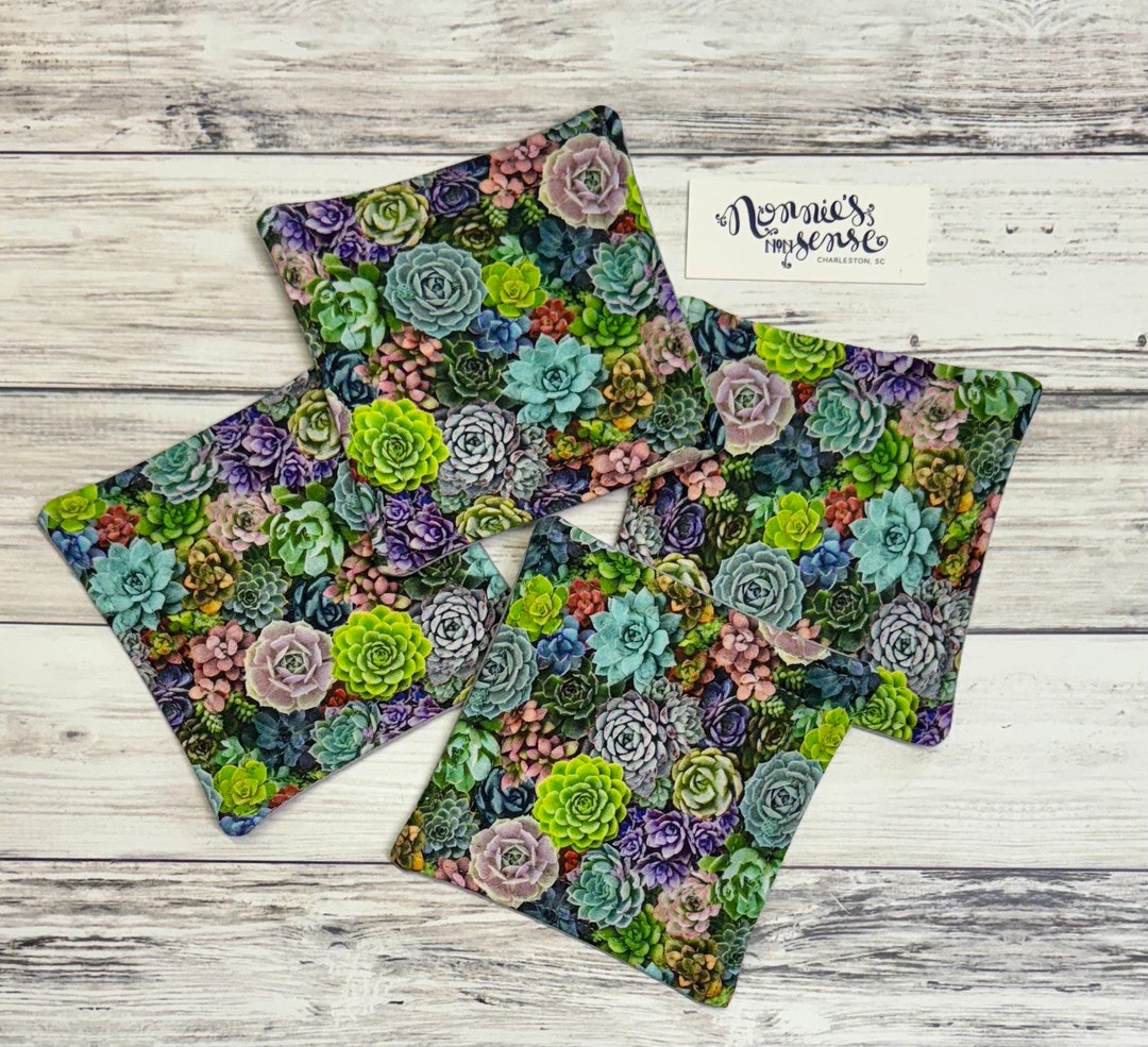 SUCCULENT Quilted Fabric Coasters! Perfect Gift! Co Worker. Birthday ...