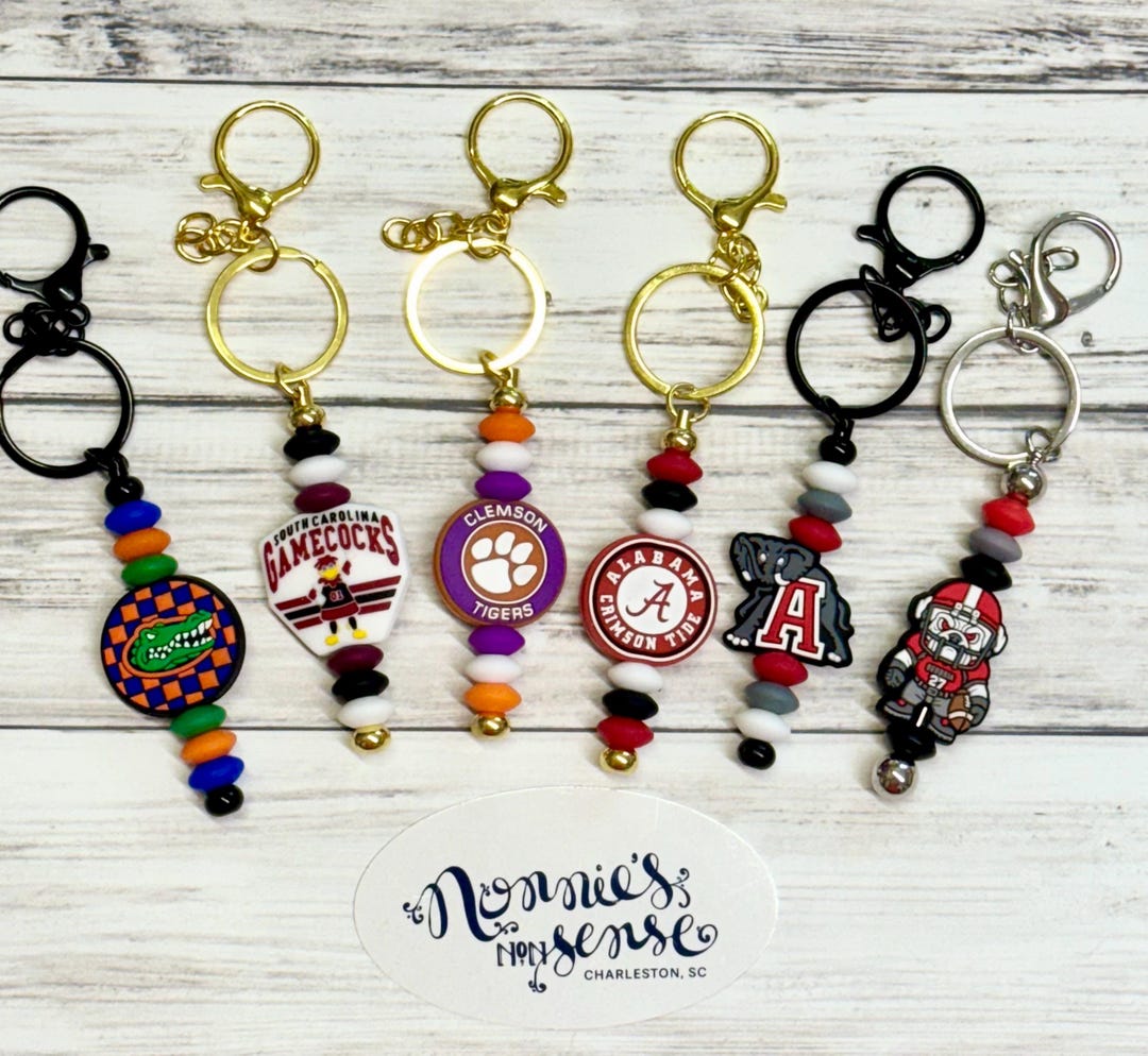 College Team Beaded Bar Key Fob: Silicone Key Ring, Student Gift - Etsy