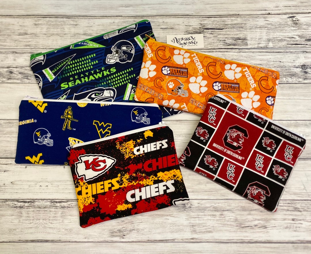 CUSTOM Sports Team Zipper Pouch! College. NFL. NBA. 3 Sizes! Fully ...