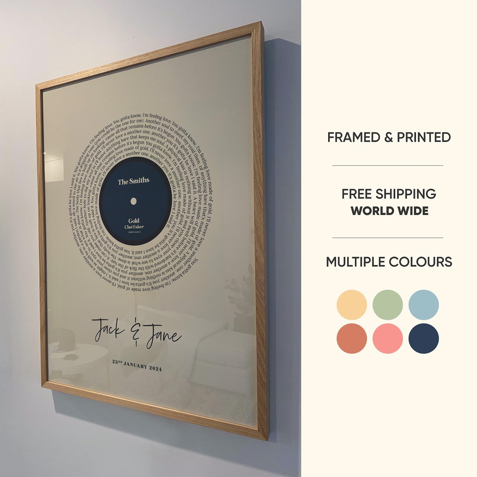 Personalised Framed Vinyl Record Song Print - Custom Music Art Gift ...
