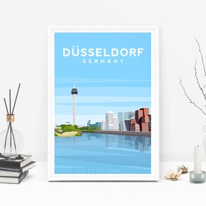 Dusseldorf Print, Germany Travel Poster, European Cityscape Wall Art ...