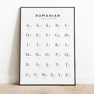 Romanian Alphabet Chart Print, Limba Romana Alphabet Poster, Romanian ...