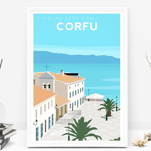 Corfu Art Print Greek Travel Poster Wall Art Travel - Etsy