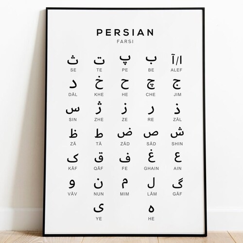 Persian Alphabet Chart Print Farsi Language Wall Art Black & - Etsy UK