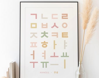 Korean Alphabet Chart for Teachers Alphabet Poster for Nursery Decor ...