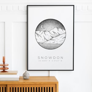 Snowdon Art Print, Snowdonia Print, North Wales Travel Poster, Mountain ...