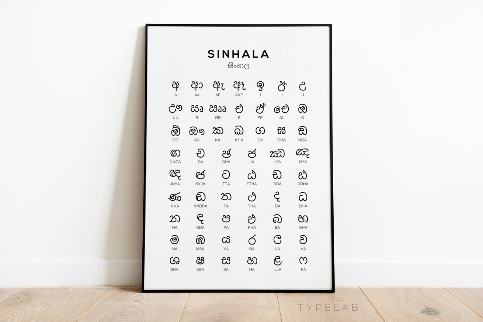Sinhala Alphabet Printable Art, Sinhalese Language Digital Chart Print ...