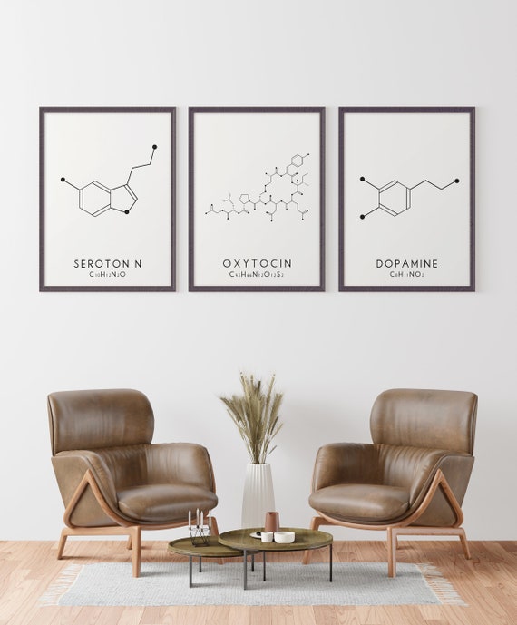 Prints Home & Living Dopamine Oxytocin Serotonin 3 Piece Vintage ...
