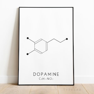 Dopamine Molecule Printable Art, Molecular Structure Digital Print ...