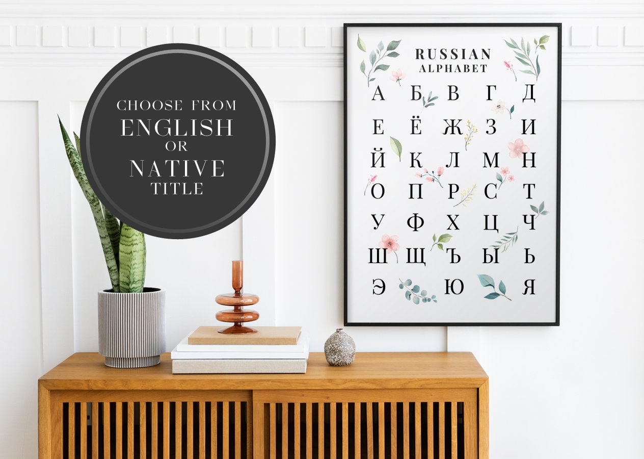 Russian Alphabet Chart Print, Floral Cyrillic Print, Alphabet Poster ...