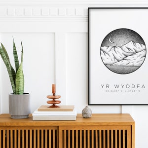 Yr Wyddfa Art Print, Snowdonia Print, Snowdon North Wales Travel Poster ...