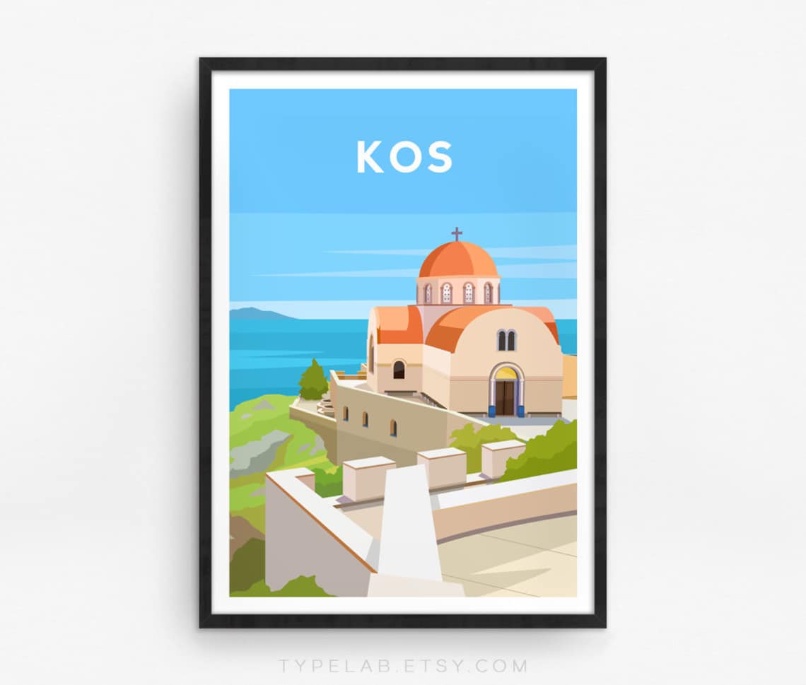 Kos Art Print Greece Travel Print Island of Kos Poster Kos | Etsy